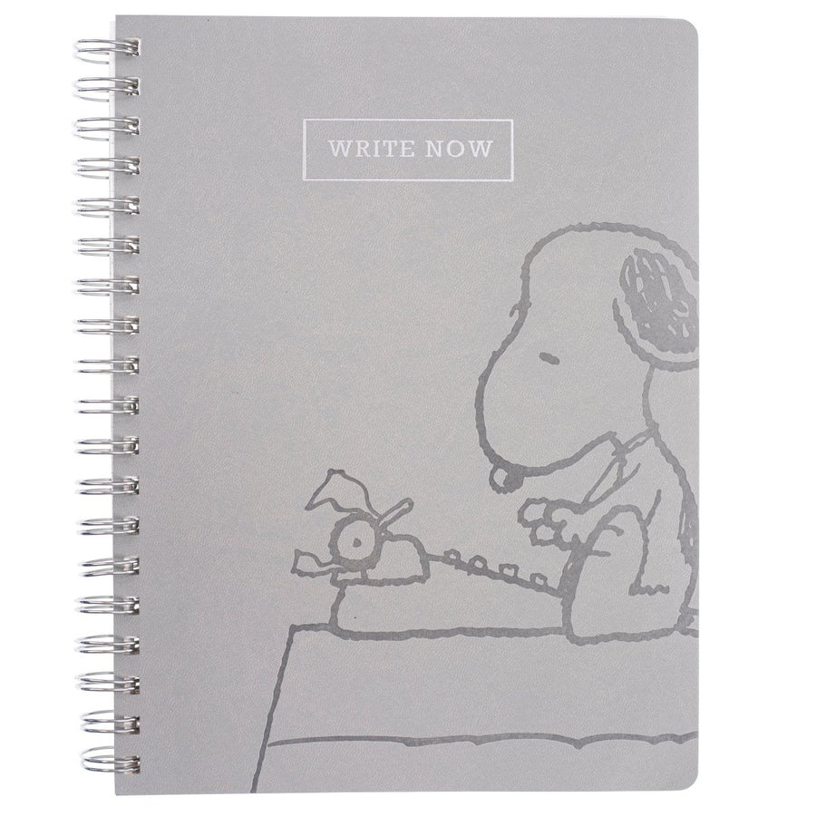 Snoopy Typewriter Spiral Journal | Vegan Leather | Grey | 8 x 10 | 192 ...