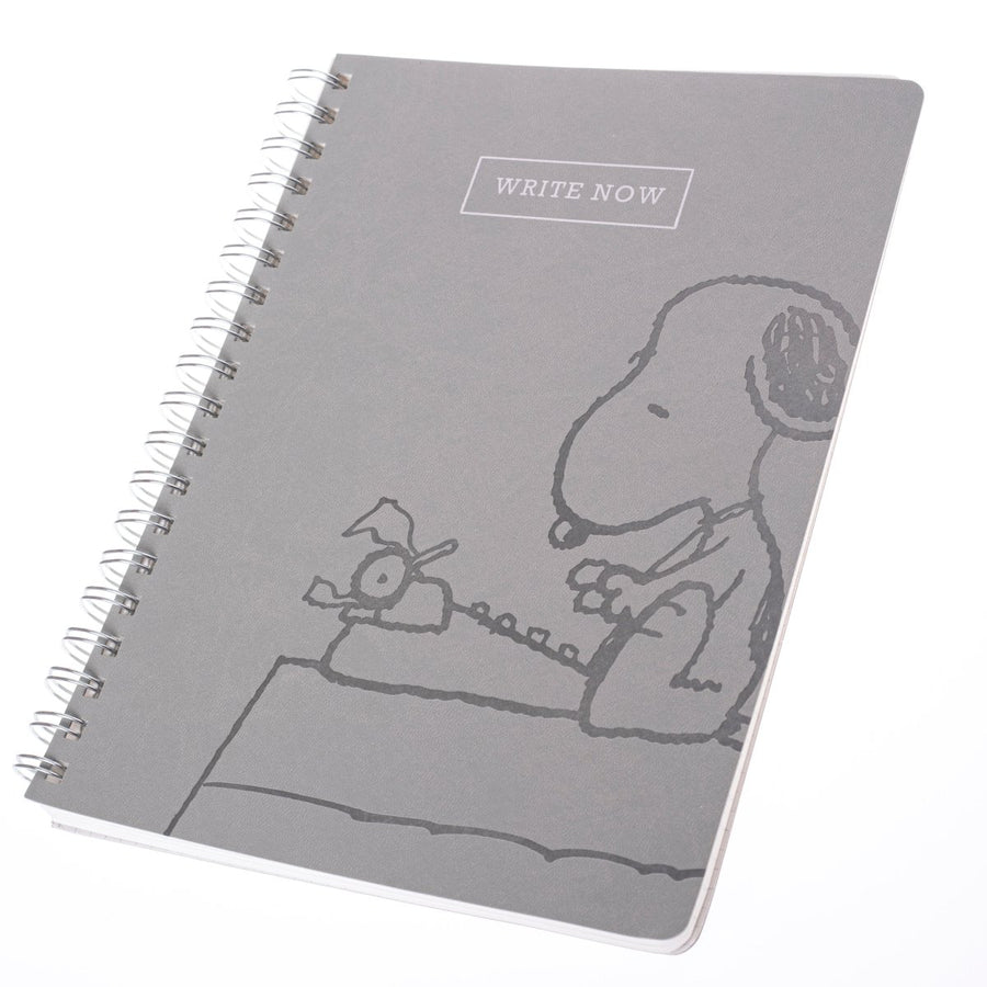 Snoopy Typewriter Spiral Journal | Vegan Leather | Grey | 8 x 10 | 192 ...