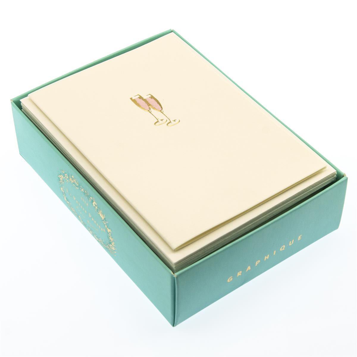 Pink Champagne Boxed Cards | 10 ct | Cream & Gold | La Petite Presse ...