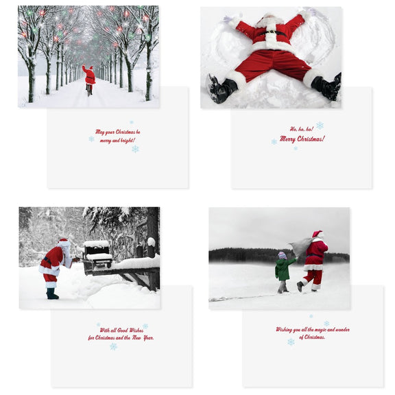 Santa Christmas Assorted Boxed Holiday Cards | 20 ct | White & Red ...