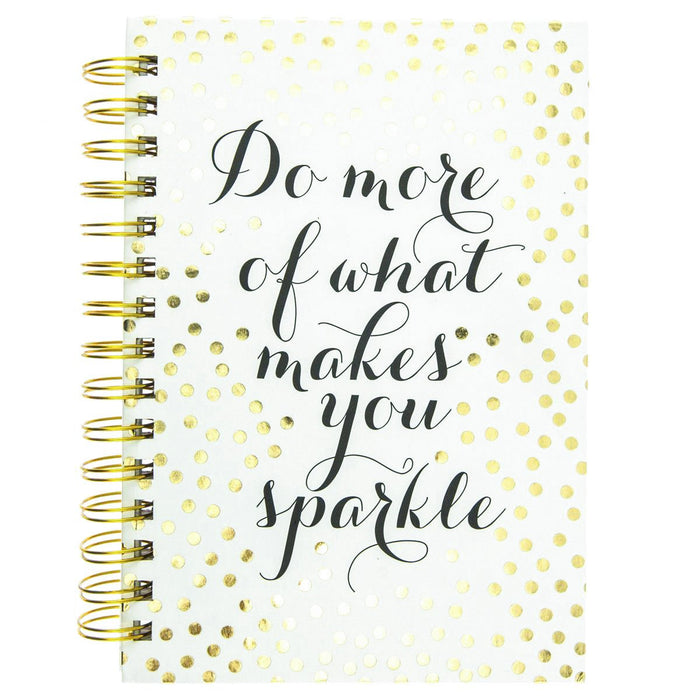 Sparkle Spiral Journal | White & Gold | 6 x 8 | Hardcover | 160 Lined ...