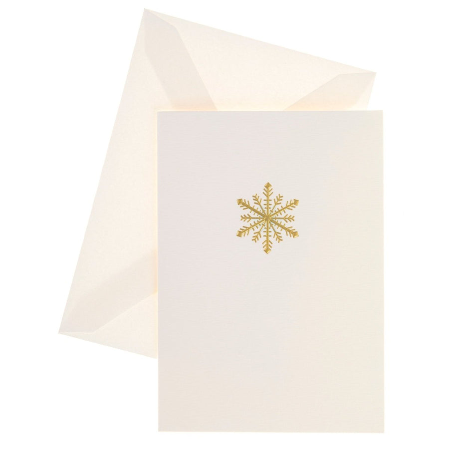 Traditional Snowflake Petite Boxed Holiday Cards | 15 ct | Cream & Gold ...